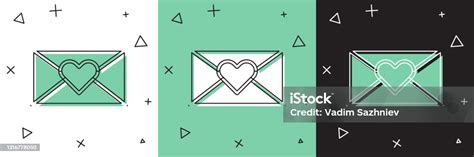 흰색과 녹색 검은 색 배경에 고립 된 발렌타인 하트 아이콘봉투를 설정합니다 메시지 사랑 편지 사랑과 로맨스 벡터 2월에 대한 스톡 벡터 아트 및 기타 이미지 Istock
