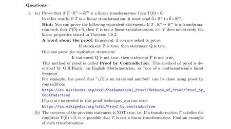 Solved Prove That If T R N Rightarrow R M Is A Linear Chegg