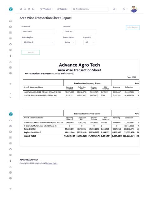 area wise transaction sheet finance advance agrotech pdf