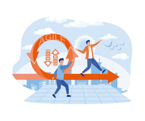 Agile Ontwikkelingsmethodologie Actieve Levenscyclusvector Mensen Die
