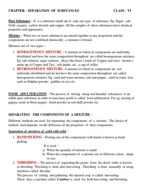 Ch 4 Separation Of Mixture Of Two Solids Pdf Mixture Chemical Substances