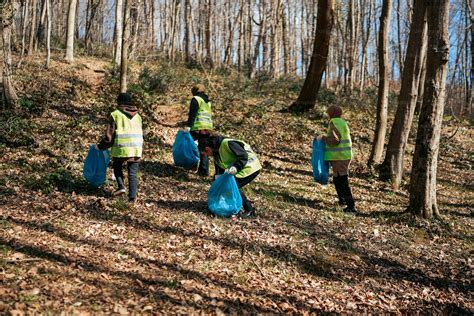 숲에서 쓰레기를 줍는 사람들 사진 Unsplash의 그룹 이미지