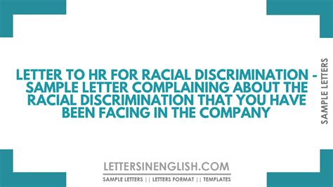 Letter To Hr For Racial Discrimination Sample Letter Complaining