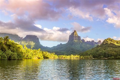 Opunohu Bay At Sunset Moorea French Polynesia Royalty Free Image