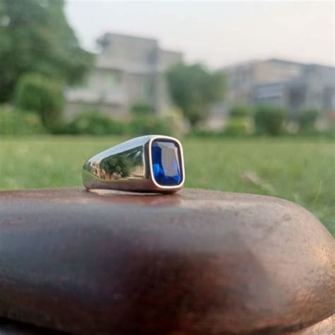 Artificial Blue Silver Ring High Quality Silver Ring Mens Ring