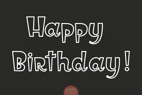 손으로 그린된 글자행복 한 생일 우아한 현대 필기 서 예 잉크 그림 벡터 어두운 배경에 타이 포 그래피 포스터입니다 카드 초대장 인쇄 등 결혼식에 대한 스톡 벡터 아트 및