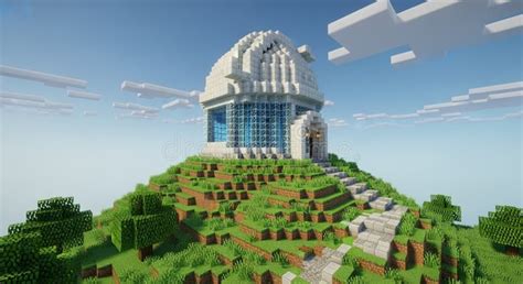 Minecraft Observatory On A Hill Stock Illustration Illustration Of