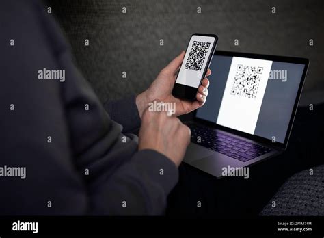 Man Scanning QR Code Stock Photo Alamy