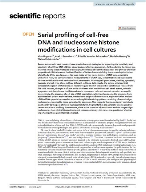 Serial Profiling Of Cell‑free Dna And Nucleosome Histone Modifications
