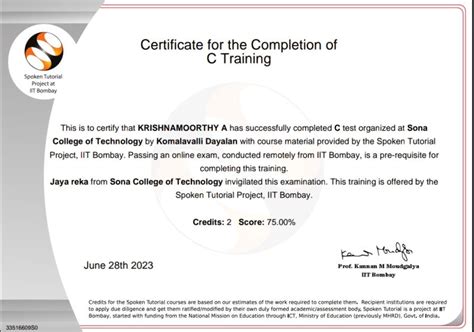 Krishnamoorthy A On Linkedin Cprogramming Iitbombay Spokentutorial