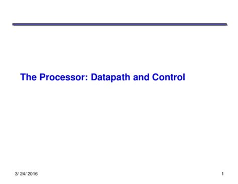 Pdf The Processor Datapath And Control