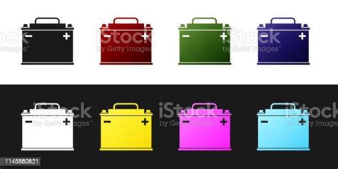 설정 자동차 배터리 아이콘 흑백 배경에 고립 축 압 기 배터리 에너지 전력 및 전기 축 압 기 배터리 벡터 일러스트 교통수단에 대한 스톡 벡터 아트 및 기타 이미지 Istock