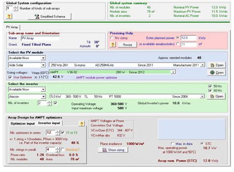 Different Specifications Of The Grid Connected Solar System In Pv Syst