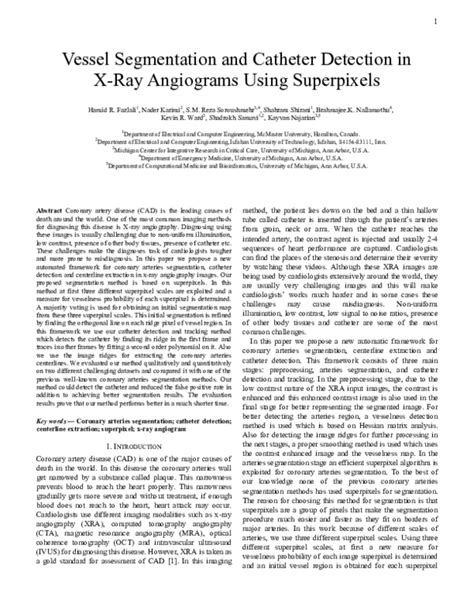 Pdf Vessel Segmentation And Catheter Detection In X Ray Angiograms Using Superpixels