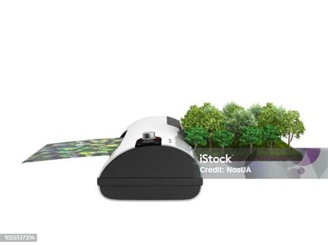 현대 고해상도 와이드 포맷 인쇄 개념 진짜 숲 통과 프린터 3d 렌더링 화이트에 그림자 이미지 변환 0명에 대한 스톡 사진 및 기타 이미지 Istock