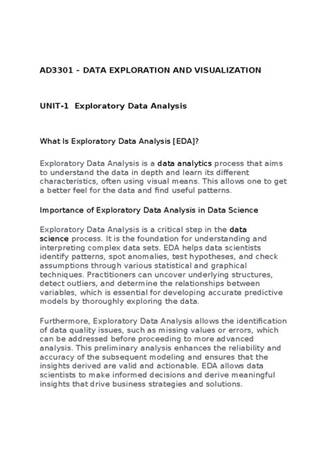 Unit 1 Data Exploration And Visualizatuin Ad3301 Data Exploration