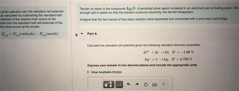 [answered] A Given Galvanic Cell The Standard Cell Potential Be Kunduz