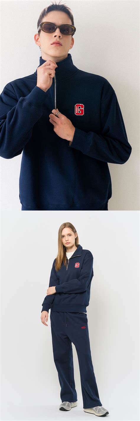 23fw Unisex 로고 하프 집업 기모 맨투맨 Navy Sbc4u02014general Idea