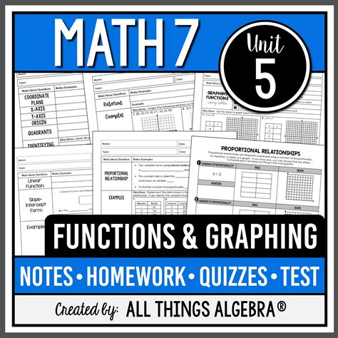 Math 7 Unit 5 Functions And Graphing All Things Algebra®