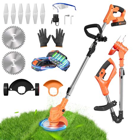 Cordless Wacker Electric Weed Eater Battery Powered Foldable 2 In 1