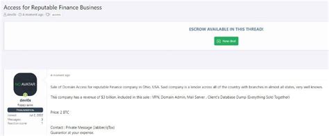 Daily Dark Web On Twitter Us 🇺🇸 Unauthorized Access Vpn Is On Sale For American Finance