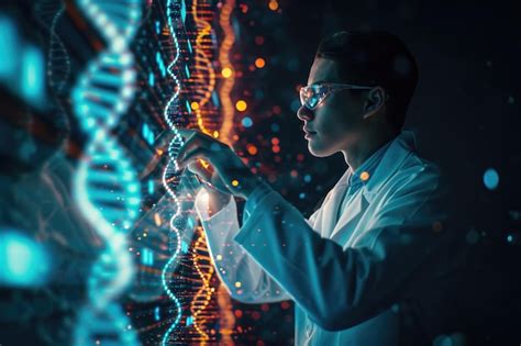 Premium Photo Scientist Examining Doublestrand Dna In Lab A Scientist