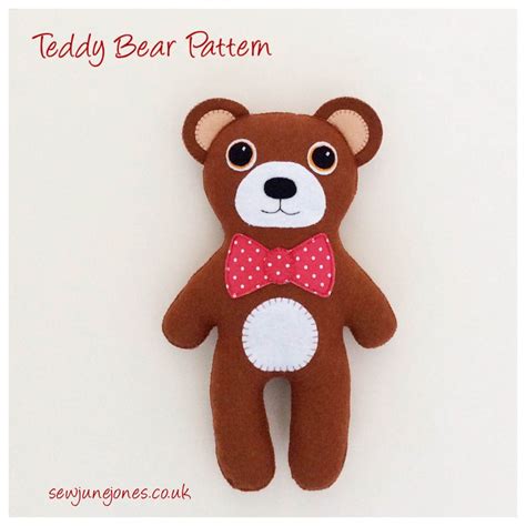 Teddy Bear Pdf Sewing Pattern Felt Crafts Instant Download Easy To