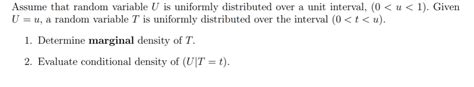 solved assume that random variable u is uniformly