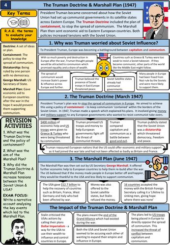 Truman Doctrine And Marshall Plan Cold War Gcse History Edexcel
