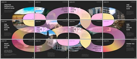 최소한의 프리젠 테이션 디자인 검은 색 배경에 원 요소가있는 포트폴리오 벡터 템플릿 프리젠 테이션 슬라이드 전단지 전단지 브로셔