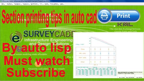 e survey cadd section printing full details by auto lisp e survey cad