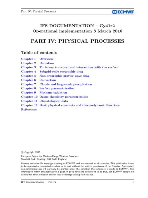 Ifs Documentation Cy41r2 Part Iv Physical Processes 1 Pdf