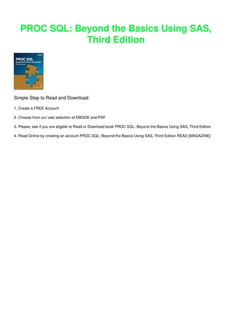 Ppt Downloadpdf Proc Sql Beyond The Basics Using Sas Third Edition