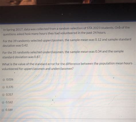 solved in spring 2017 data was collected from a random
