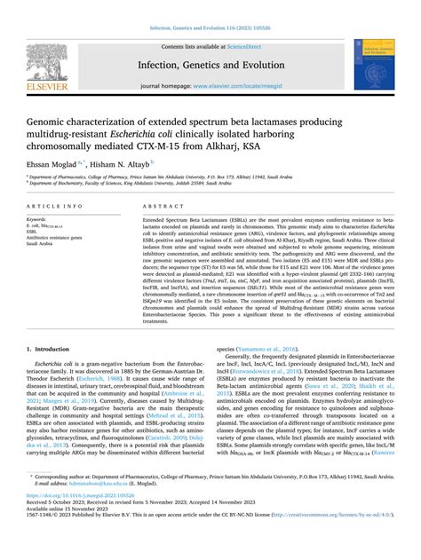 Pdf Genomic Characterization Of Extended Spectrum Beta Lactamases Producing Multidrug