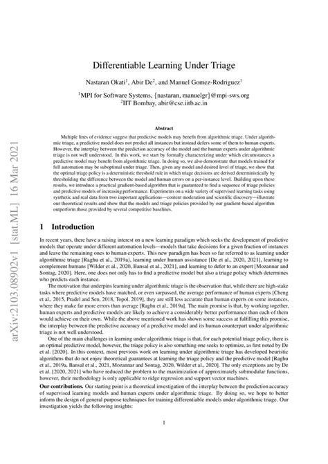 Differentiable Learning Under Triage DeepAI