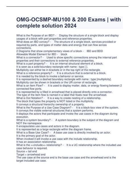Omg Ocsmp Mu100 And 200 Exams With Complete Solution 2024 Omg Ocsmp Mu100 And 200 Stuvia Us