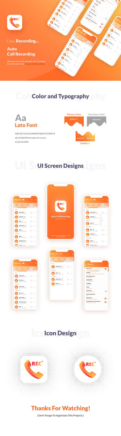 Auto Call Recorder App Ui Behance