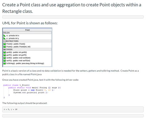 Solved Create A Point Class And Use Aggregation To Create