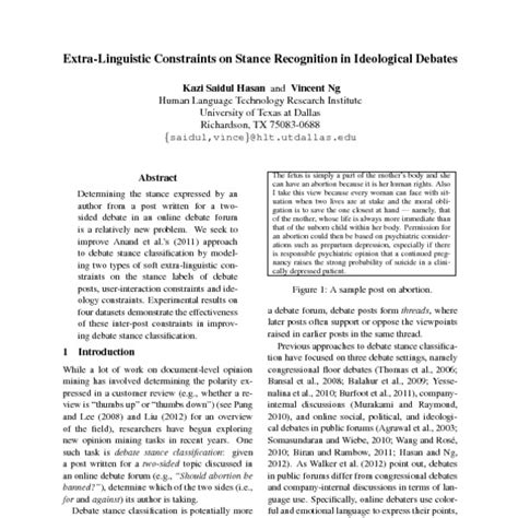 Extra Linguistic Constraints On Stance Recognition In Ideological
