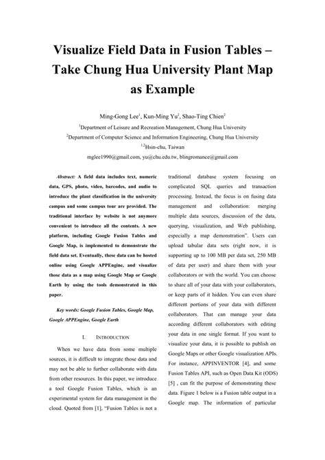 PDF Visualize Field Data In Fusion Tables Take Chung Hua University Plant Map As Example