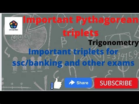 Most Important Triplets For SSC CGL CHSL MTS Trigonometry Pythagorean Triplets YouTube