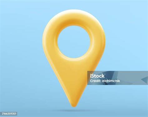 노란색 사실적인 3d 지도 핀 포인터 아이콘입니다 파란색 배경에 고립되어 있습니다 벡터 일러스트 레이 션 개념에 대한 스톡 벡터 아트 및 기타 이미지 Istock