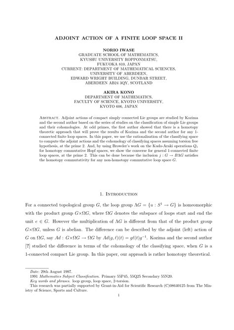 Pdf Adjoint Action Of A Finite Loop Space Ii