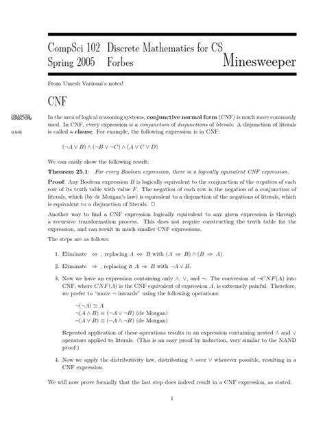 minesweeper compsci 102 discrete mathematics for cs spring 2005 forbes