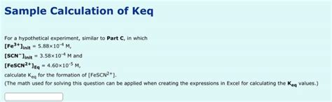 Solved Sample Calculation Of Keq For A Hypothetical