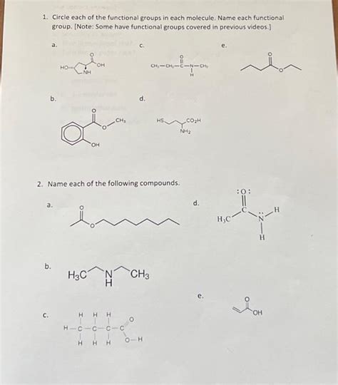 Solved Circle Each Of The Functional Groups In Each Chegg
