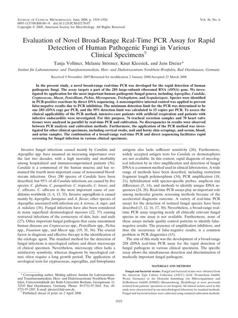 Pdf Evaluation Of Novel Broad Range Real Time Pcr Assay For Rapid Detection Of Human