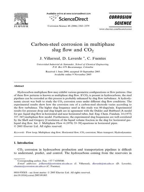 Carbon Steel Corrosion In Multiphase Slug Flow And Co2 Pdf