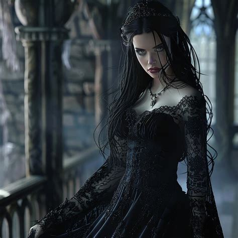3d Rendered Photo Of Beautiful Woman In Gothic Style Dress Premium Ai
